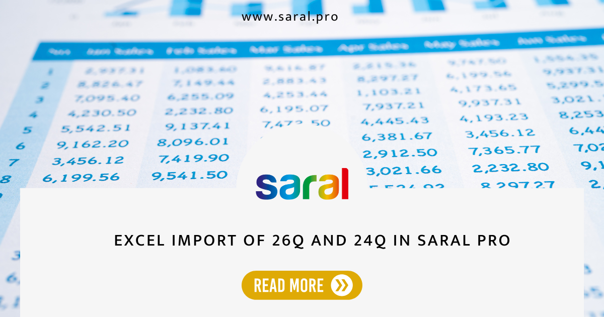Excel import of 26Q and 24Q in Saral Pro