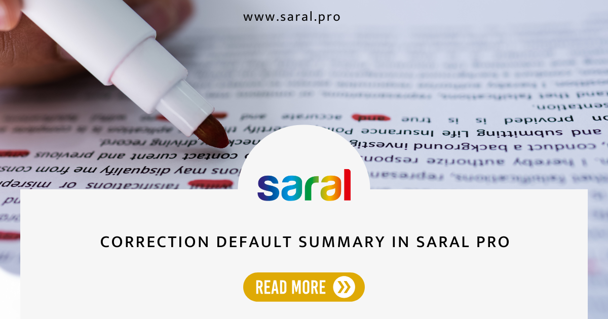 Correction Default Summary