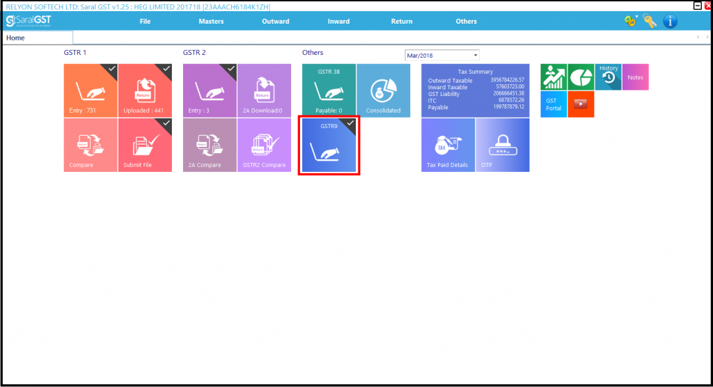 Steps to generate GSTR 9 through Saral GST software - Saral Pro