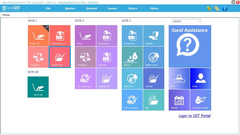 Submission and filing of GSTR 1 using Saral GST – Step 4 - Saral Pro