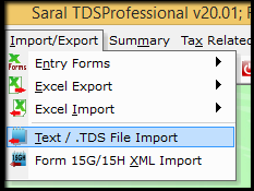 TDS file import in Saral TDS - Saral Pro
