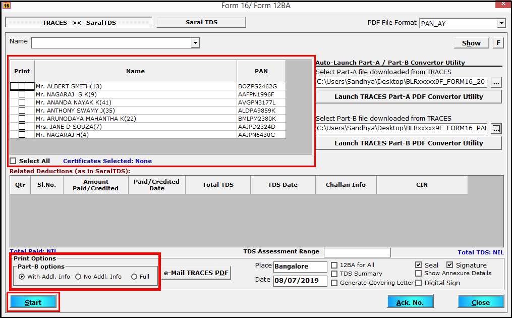 Process to Merge Part A and Part B of Form 16 in Saral TDS - Saral Pro