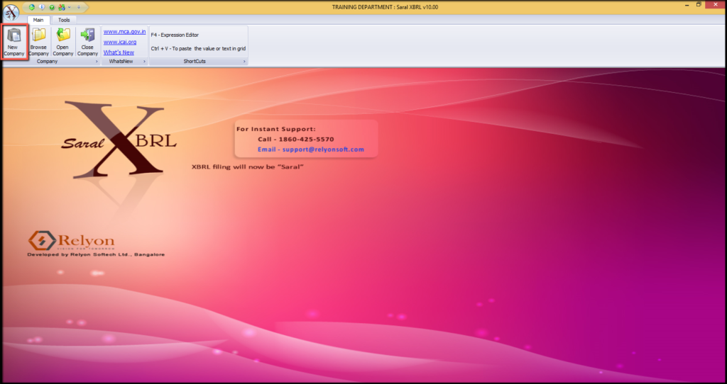 New File and company creation in Saral XBRL - Saral Pro