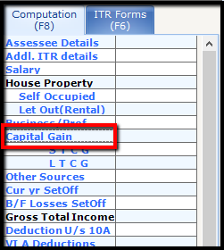 Capital Gains in Saral Income Tax - Saral Pro