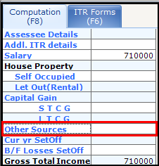 Other Sources of Income in Saral Income Tax - Saral Pro